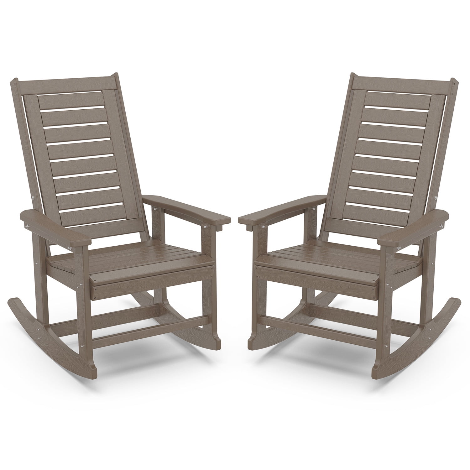 PIPOPA Outdoor Rocking Chair, HDPE All Weather Adirondack Oversized ...