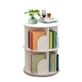 FOGGBET 360° 2-Layer Rotating Bookshelf Bookcase,Freestanding Storage ...