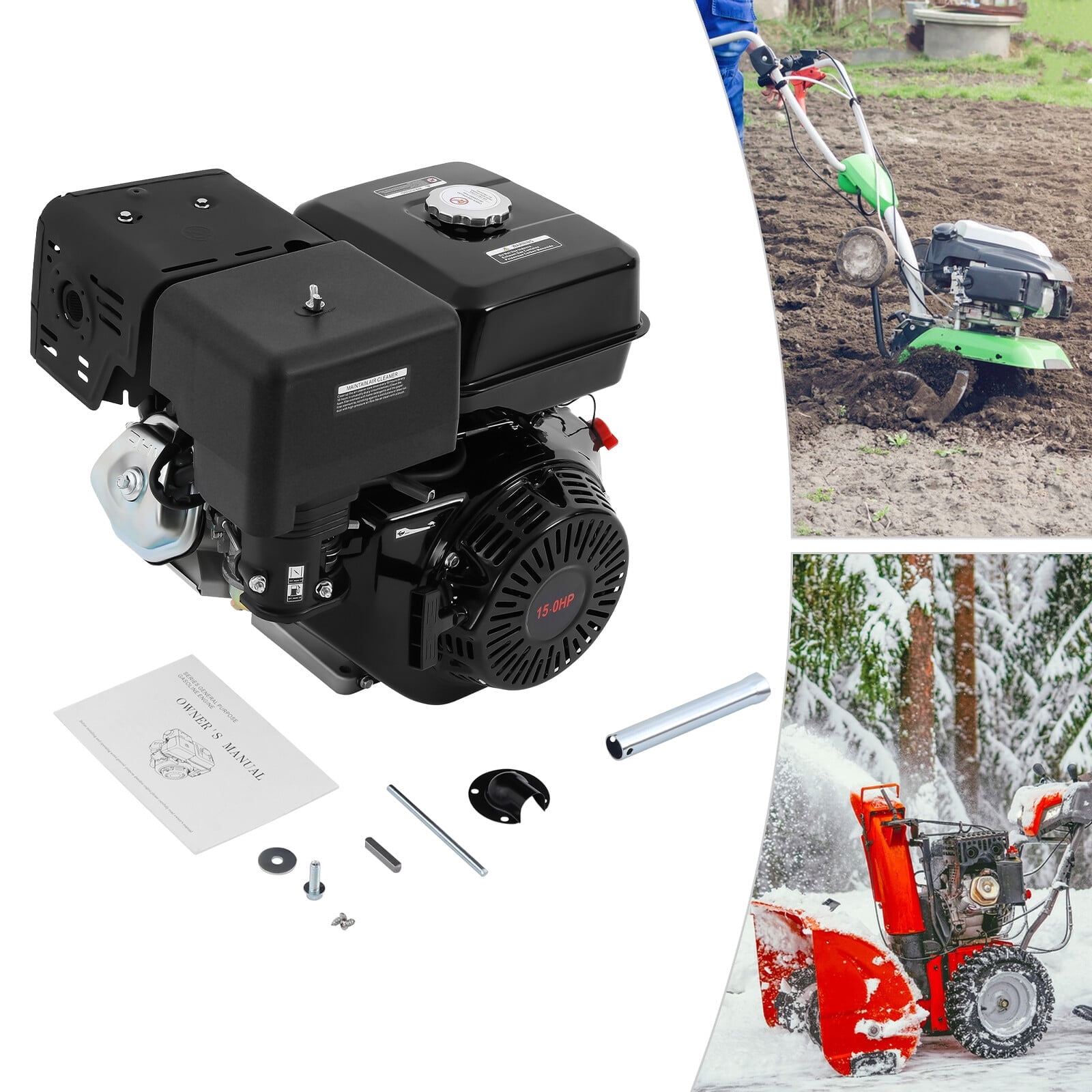 FOGGBET 4-stroke 15HP Single Cylinder Gasoline Engine 420cc Horizontal ...