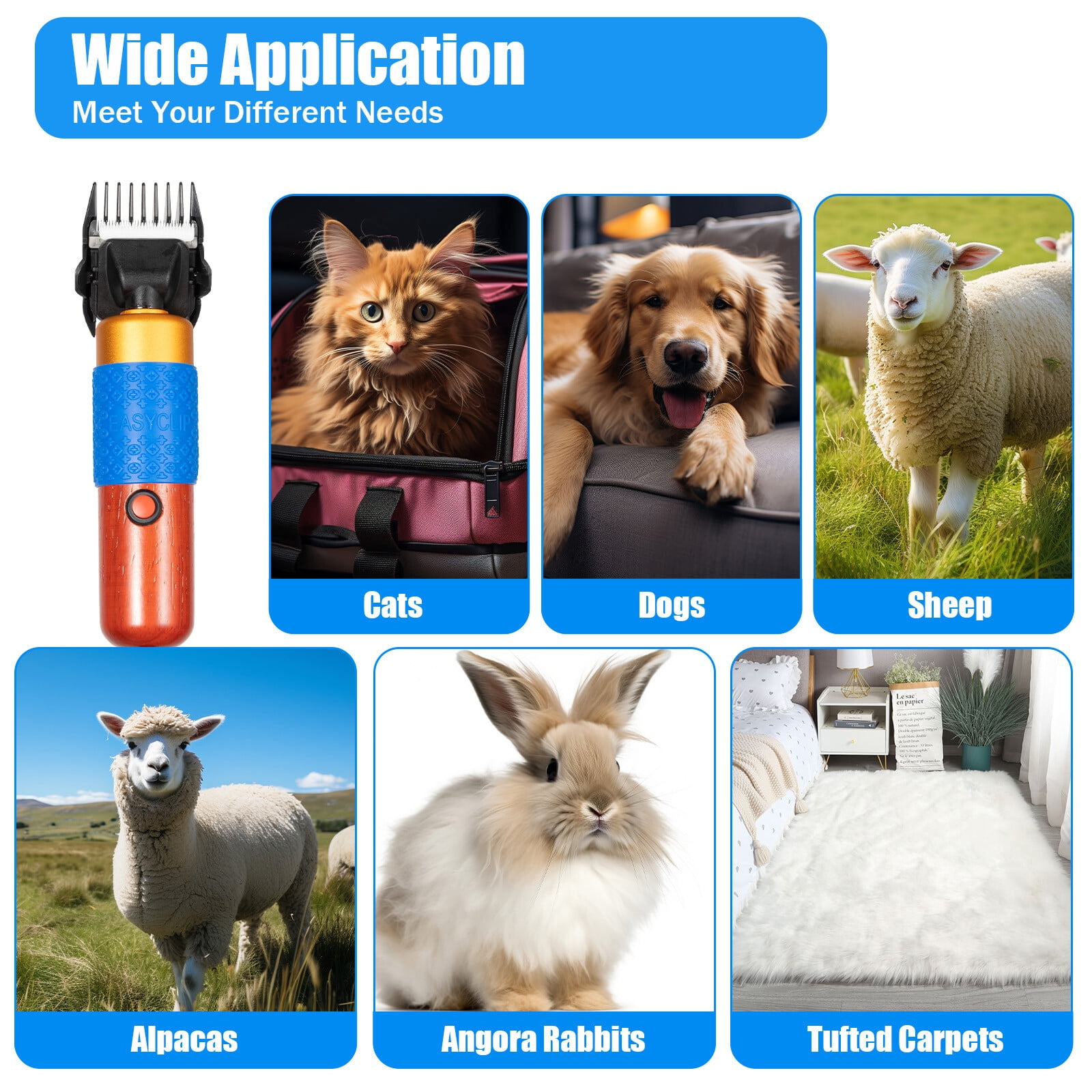 FOGGBET Electric Sheep Shears Pet Clippers Animal Fur Shave Grooming ...