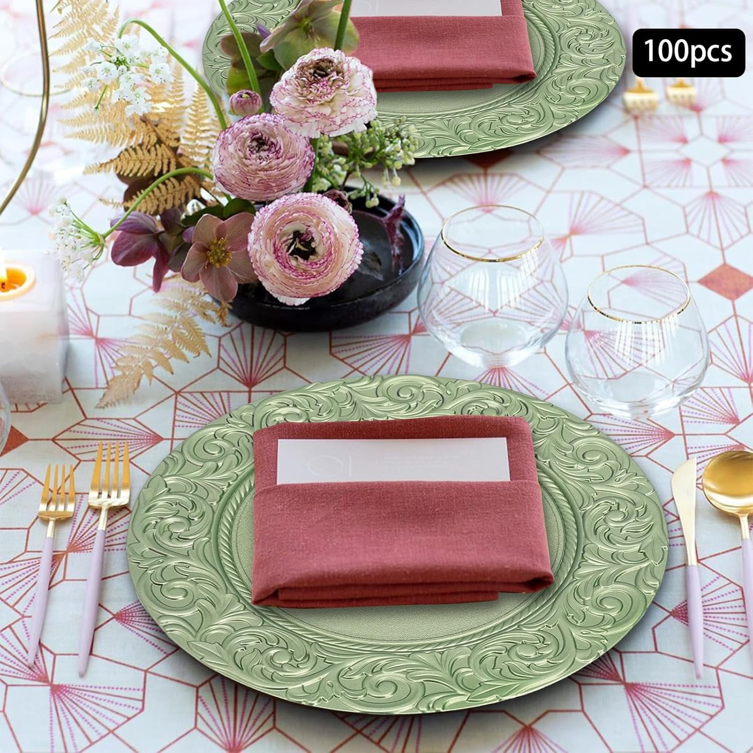 FOGGBET For Dinner Plates Party Dinning 100 Pack Charger Plates 13 Inch ...