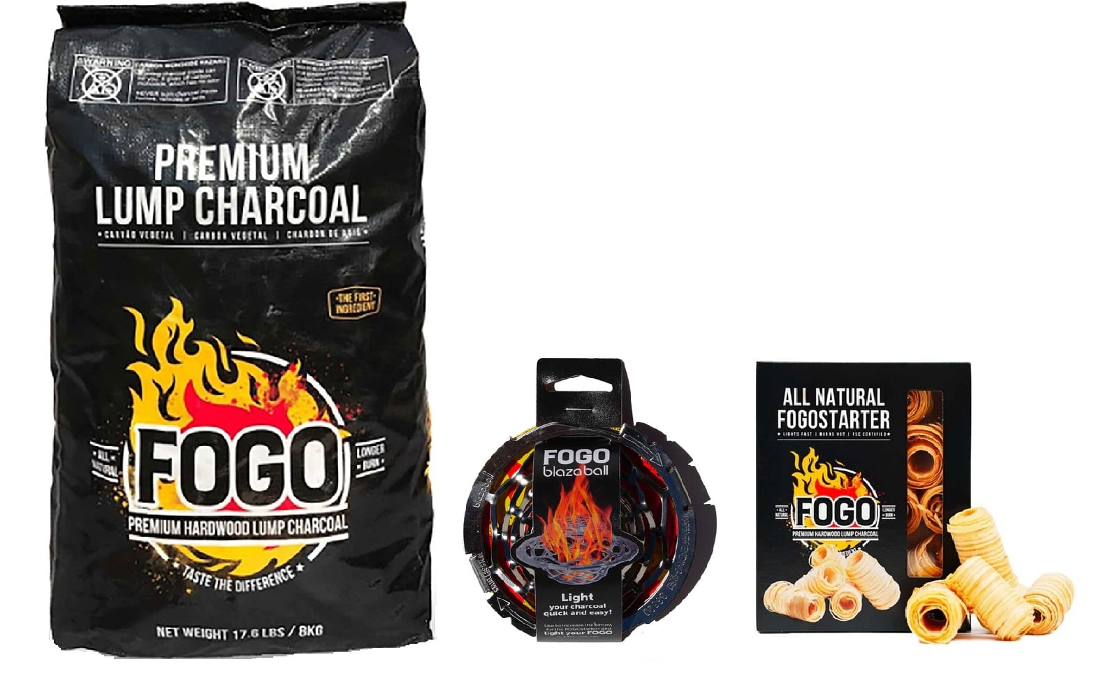 FOGO Premium Hardwood Lump Charcoal 17.6 Pound Bag, Fogostarters ...