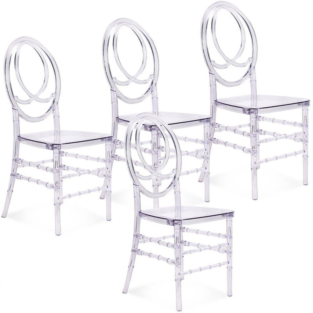 FOH 4Pcs Clear Chiavari Ghost Chairs, Stacking Side Outdoor Dining ...