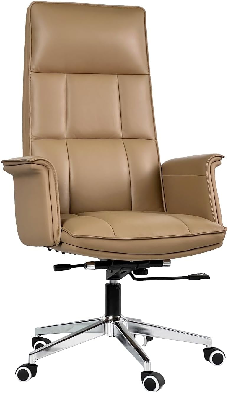 FOH Premium Genuine Leather Executive Office Chair - High Back (Orange ...