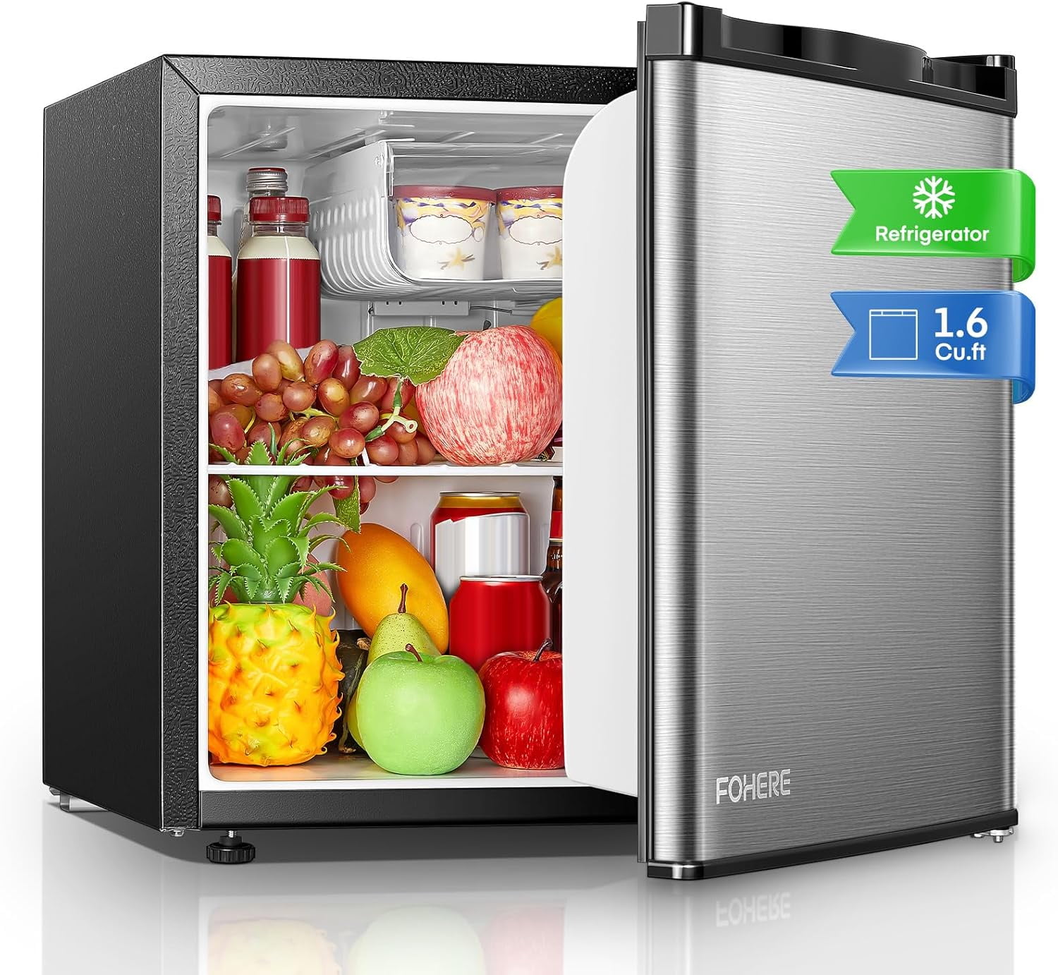 FOHERE 1.6 Cu. Ft Mini Fridge for Bedroom with Freezer, Small ...