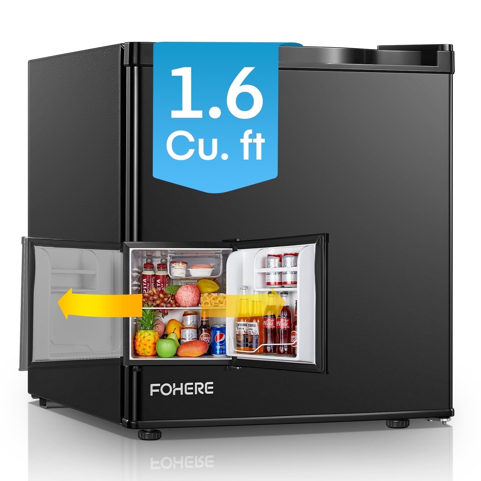 FOHERE 1.6 Cu. Ft Refrigerator with Top Freezer, Single Door, 46L ...