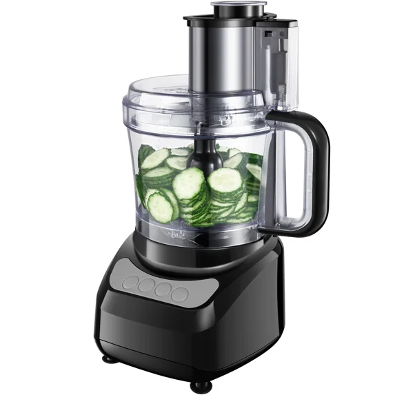 FOHERE 12 Cup Food Processor, 2-Speed, Black, Large Capacity ...