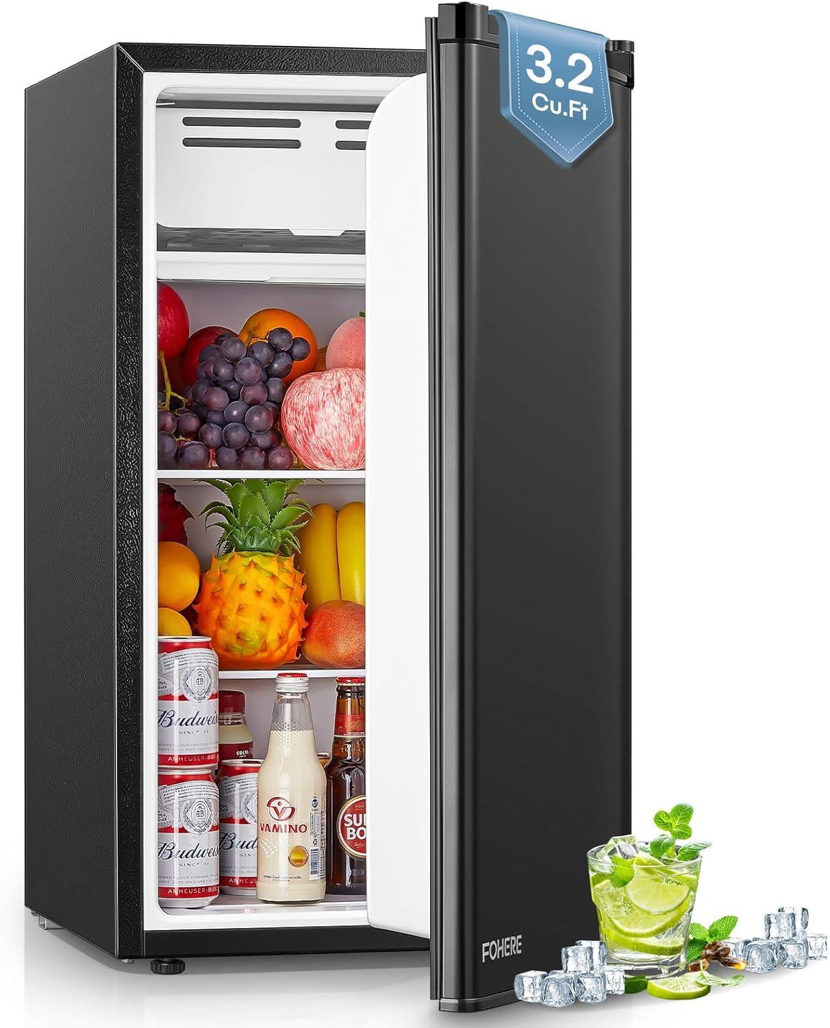 FOHERE 3.2 Cu.ft Mini Fridge for Bedroom, Mini Refrigerator with ...
