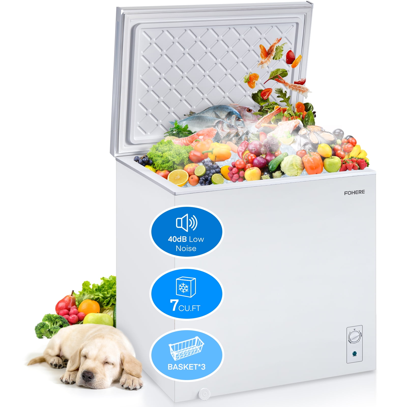 FOHERE 7 cu.ft Deep Freezer, Compact Chest with 3 Baskets, Top Open ...