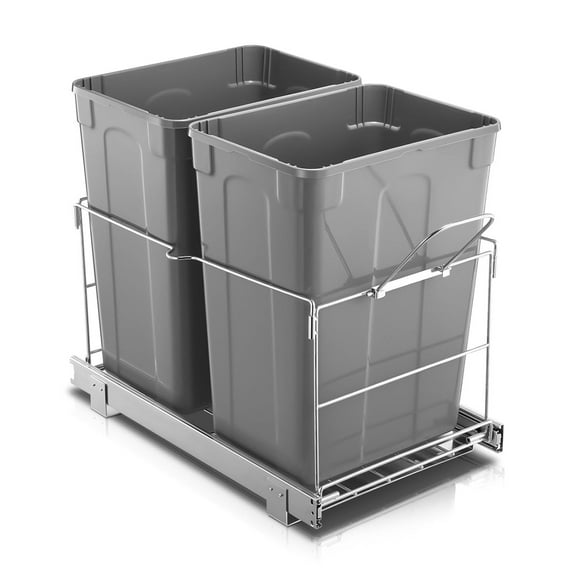 FOHERE Double Pullout Trash Can for Kitchen Cabinets 35 Qt Garbage ...