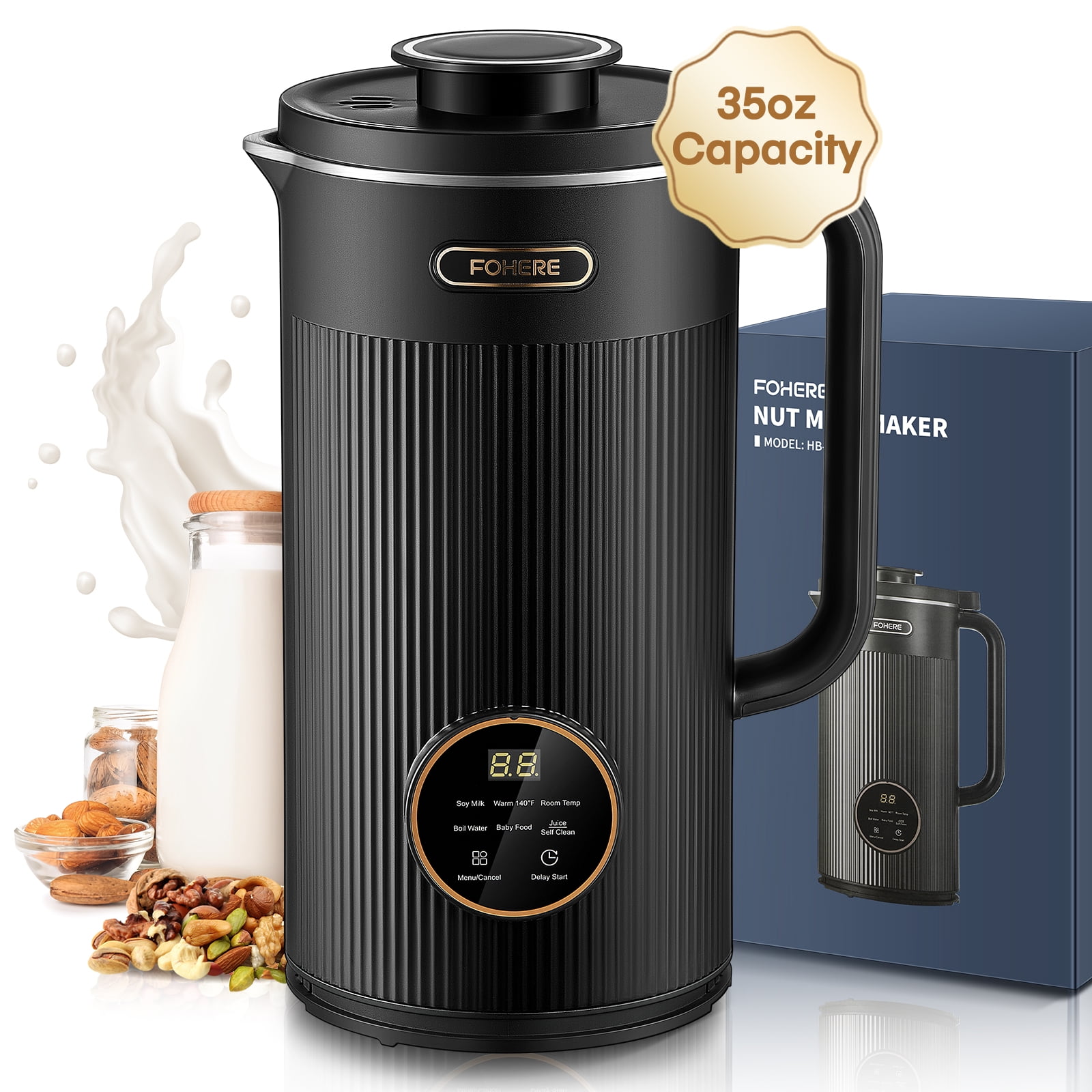FOHERE Nut Milk Maker, 35oz Automatic Machine, 800W Homemade Plant Milk ...