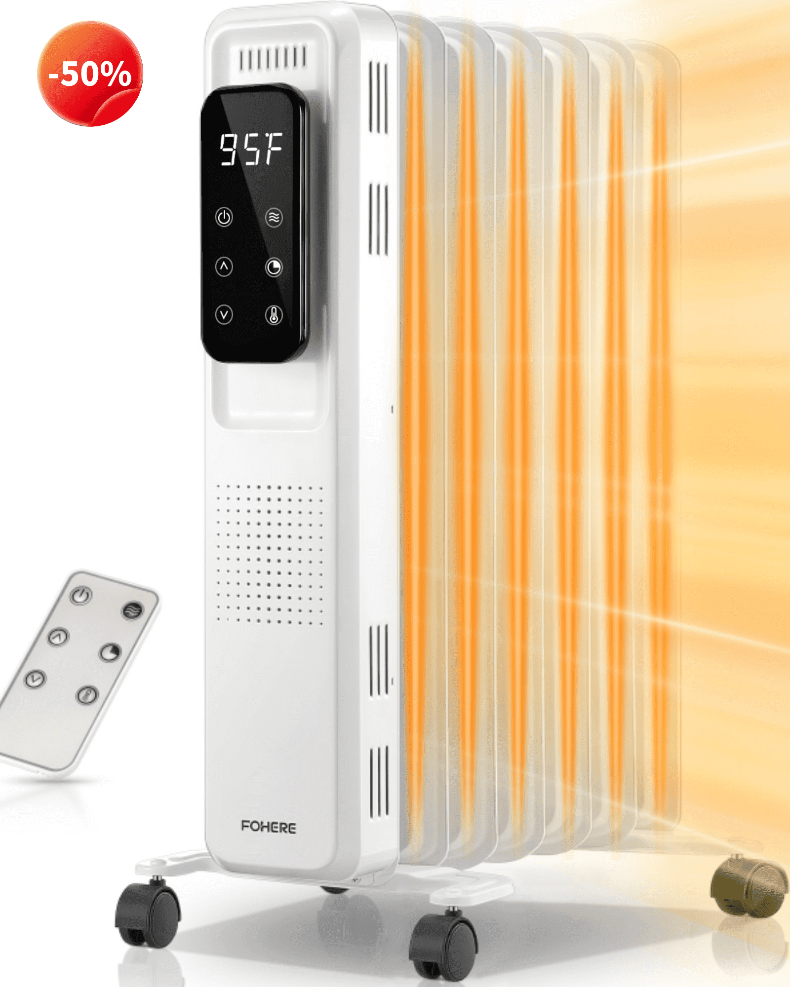 FOHERE 1500W Oil Filled Radiator Heater with Remote, Overheat & Tip ...