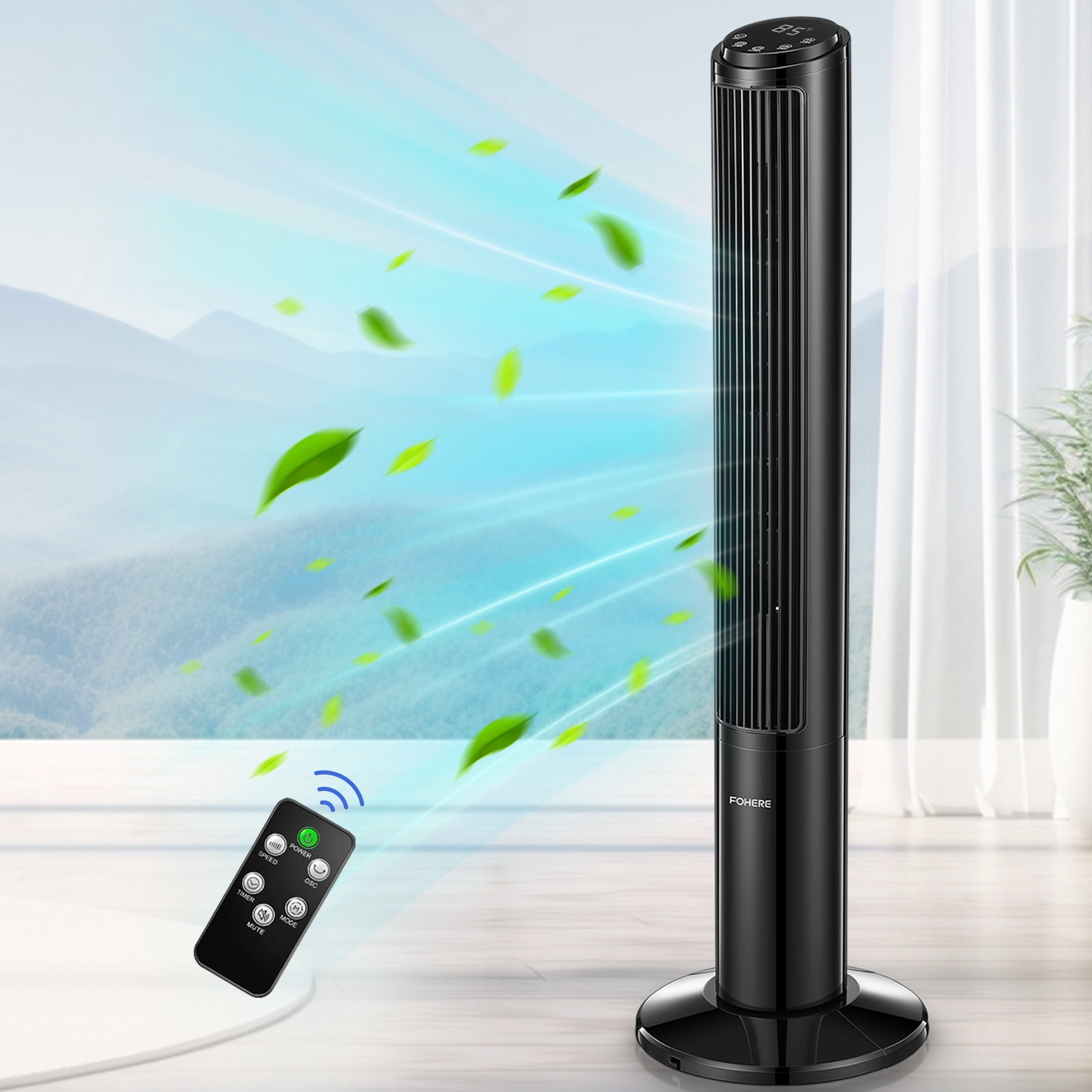 FOHERE Oscillating Tower Fan, 40" Quiet Bladeless Fan Safe for Bedroom ...