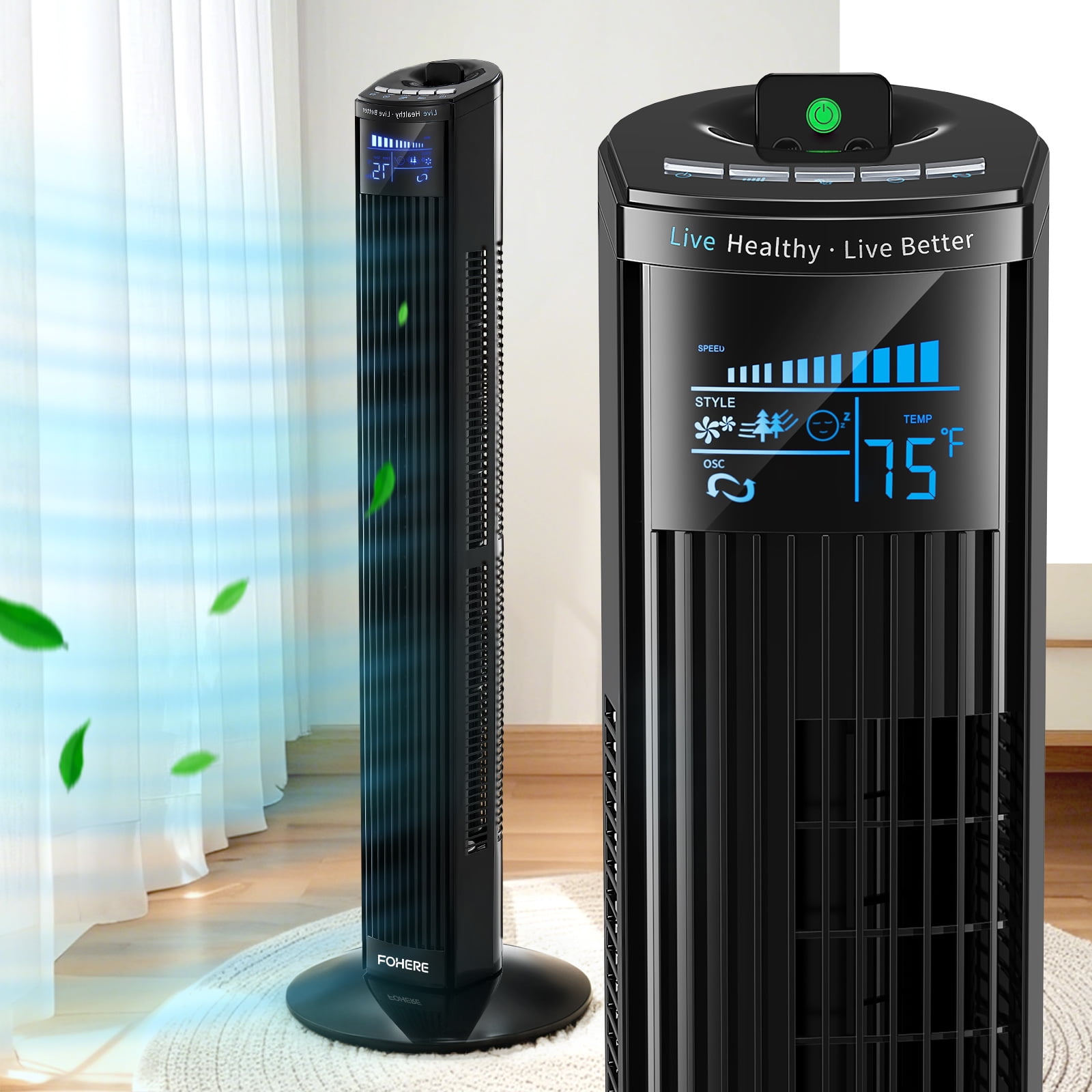 FOHERE Oscillating Tower Fan for Home, 36'' Bladless Portable Fans with ...