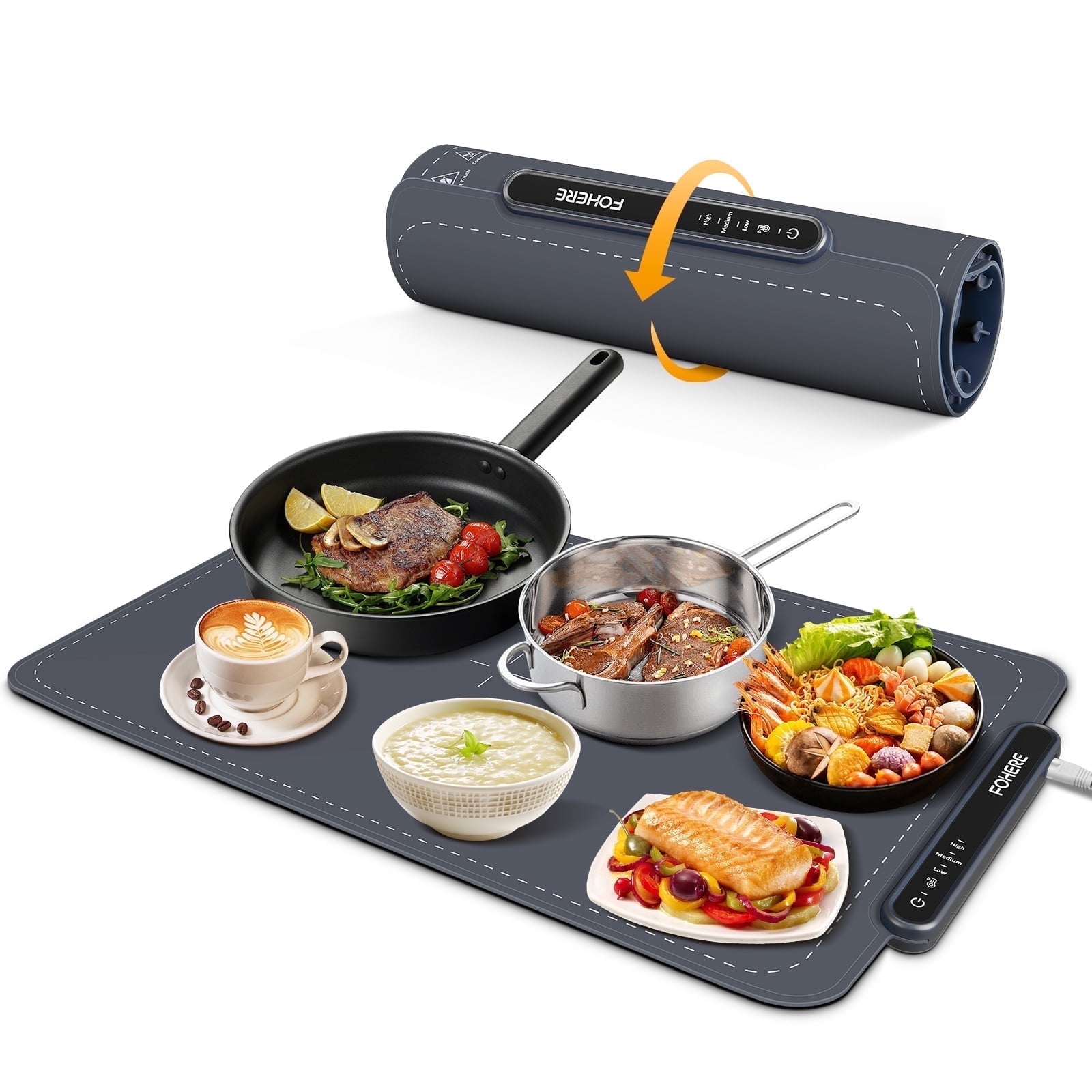 FOHERE Warming Mat for Food Full Surface Heating with 3 Modes, Electric ...