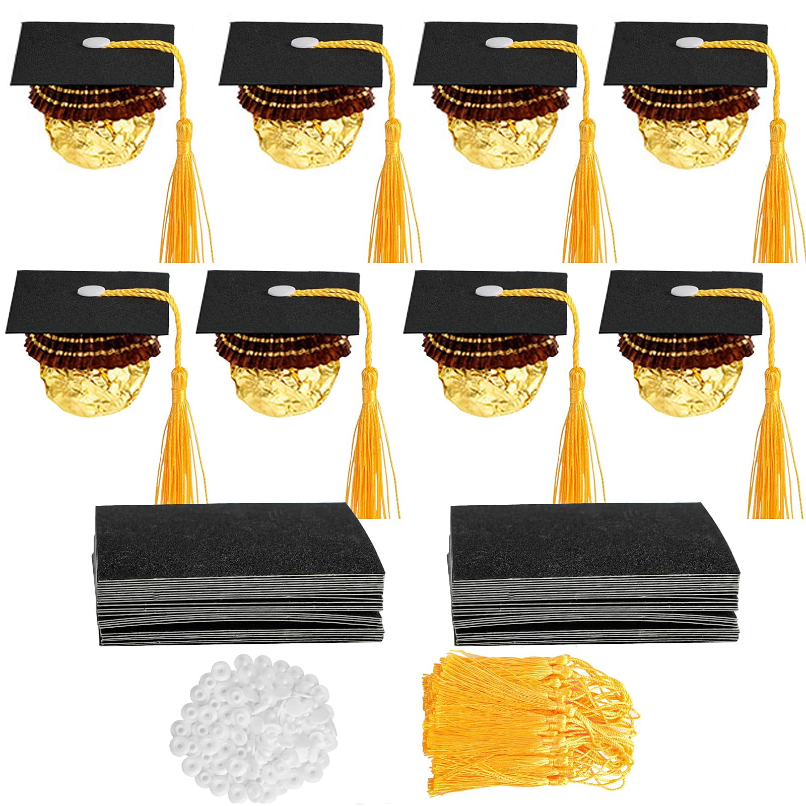 FOIMAS Graduation Cap Chocolate Decorations,50 Pcs Black MDH1Mini Grad ...
