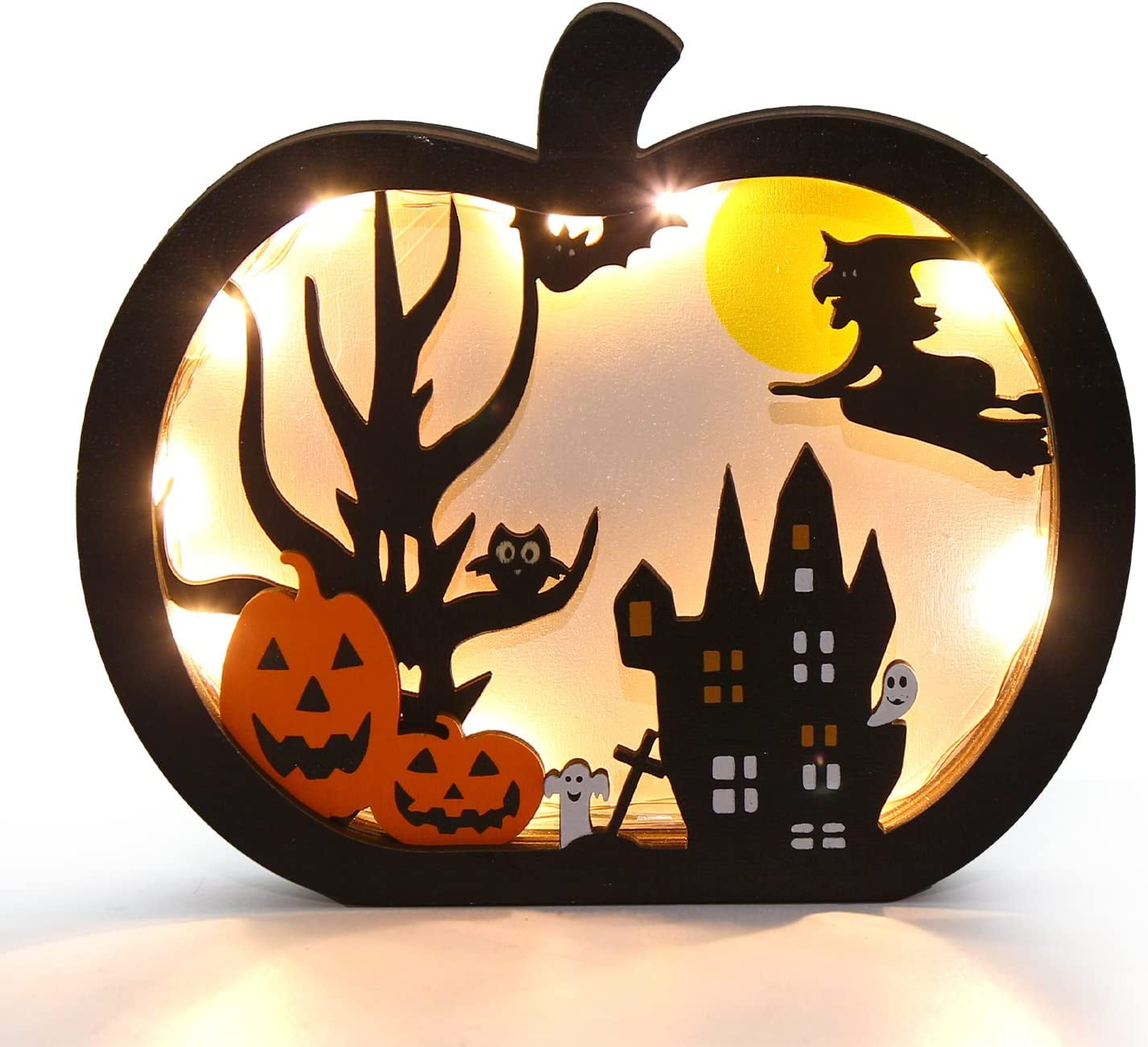 FOIMAS Halloween Wooden Table Sign,Light Up Pumpkin Table Centerpiece ...