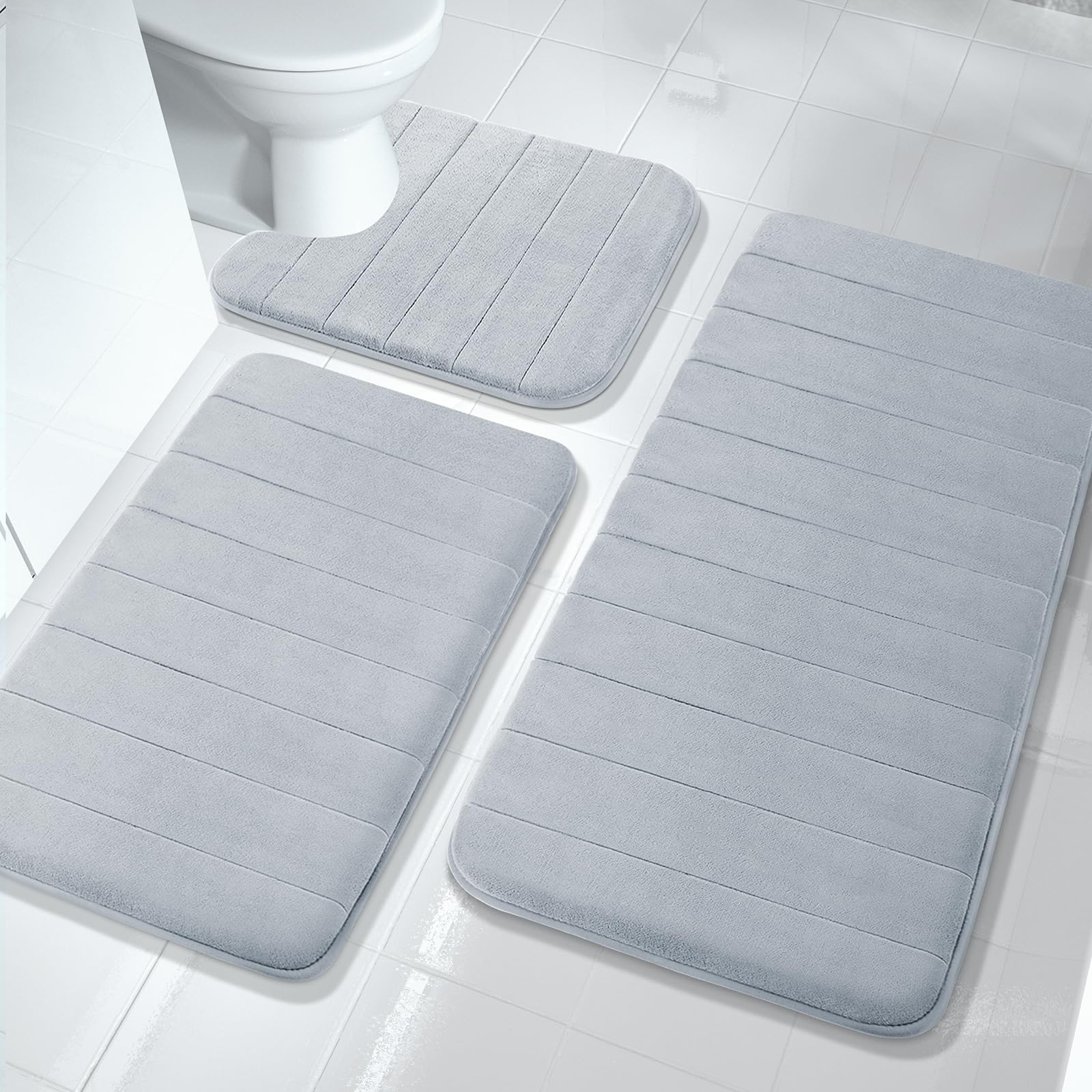 Somerset Home 2-Piece Memory Foam Striped Bath Mat Set - Walmart.com