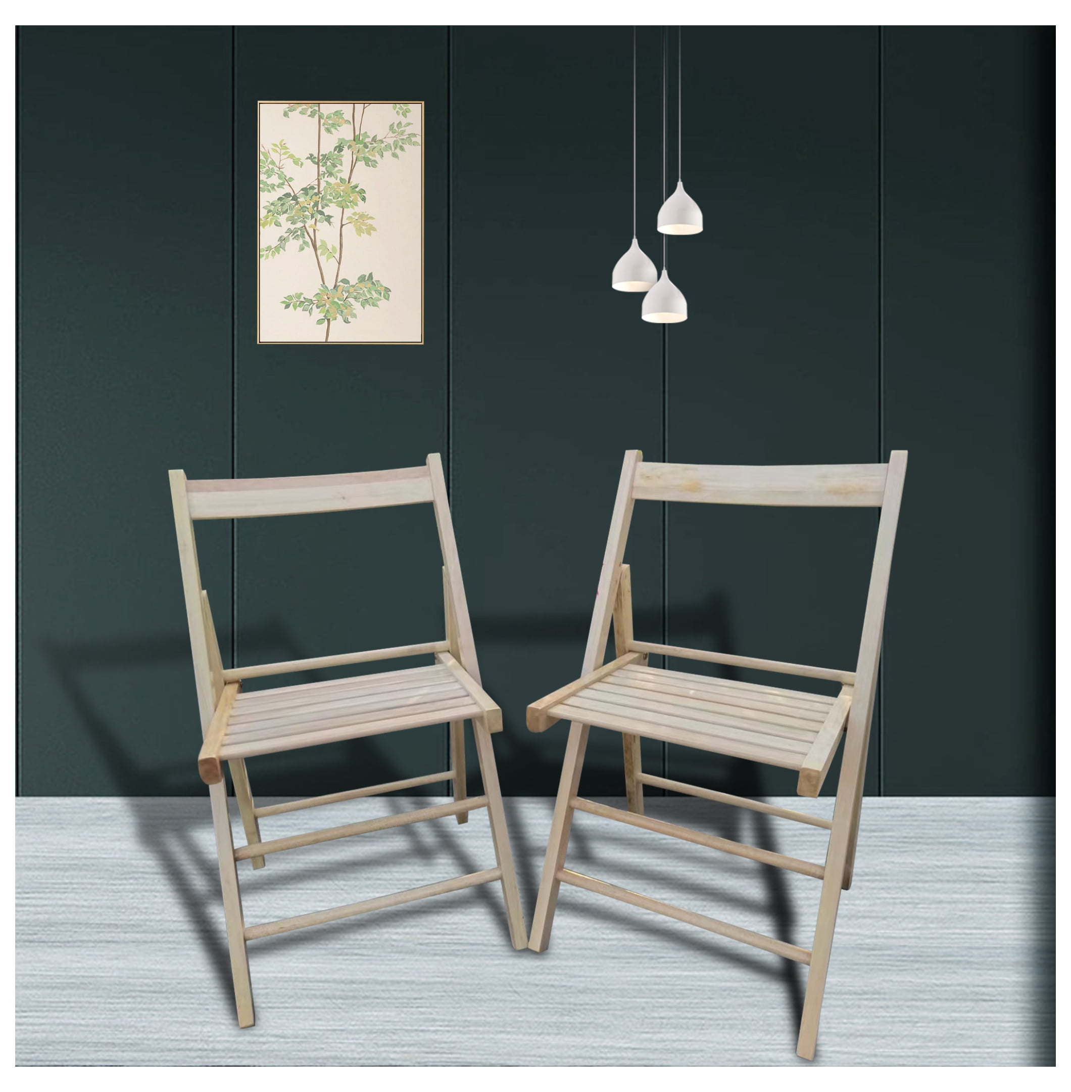 FOLDING CHAIR-2/S, FOLDABLE STYLE -NATURAL - Walmart.com