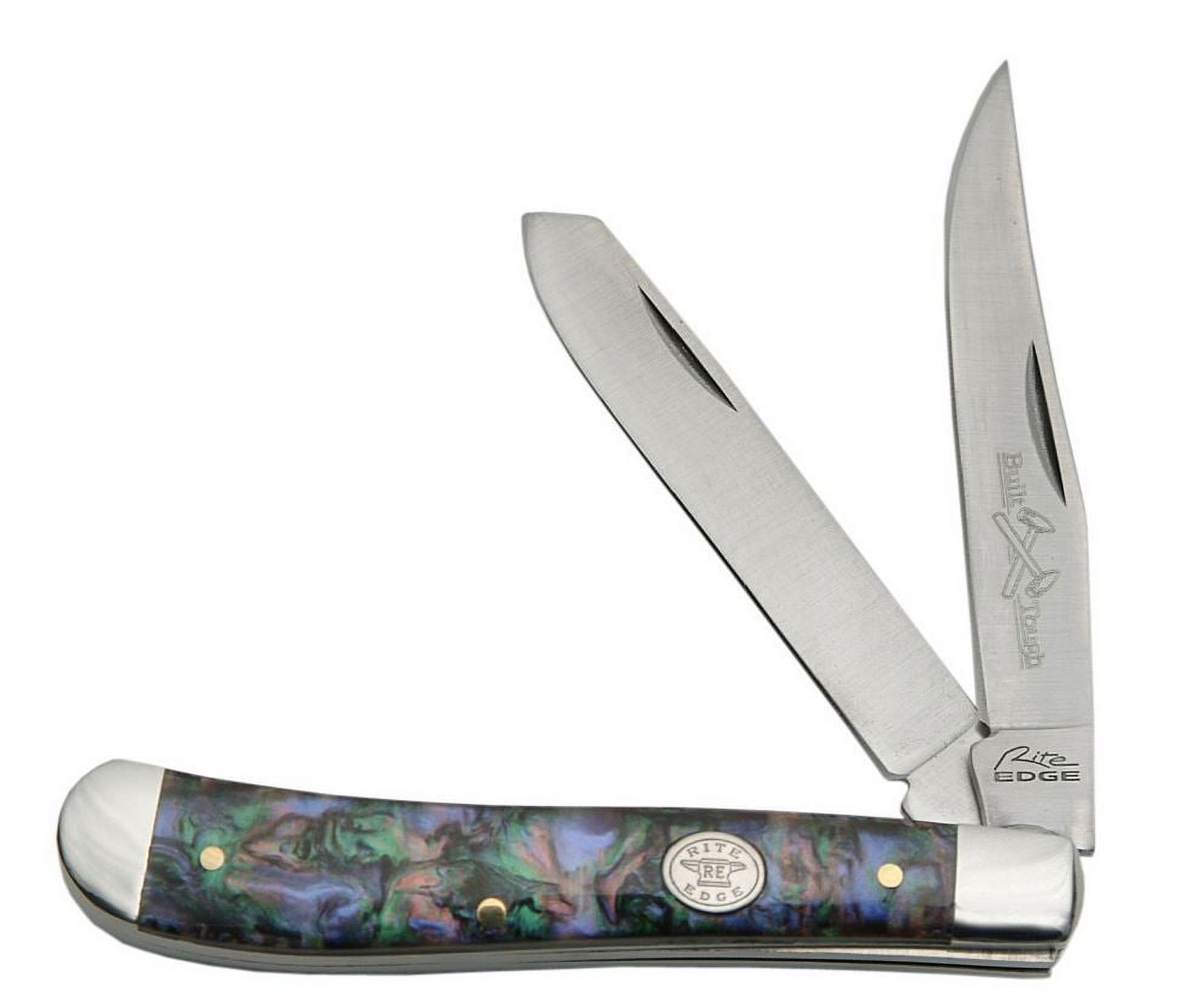 FOLDING POCKET KNIFE Rite Edge 3.75" Purple Pearl Large Classic Trapper ...