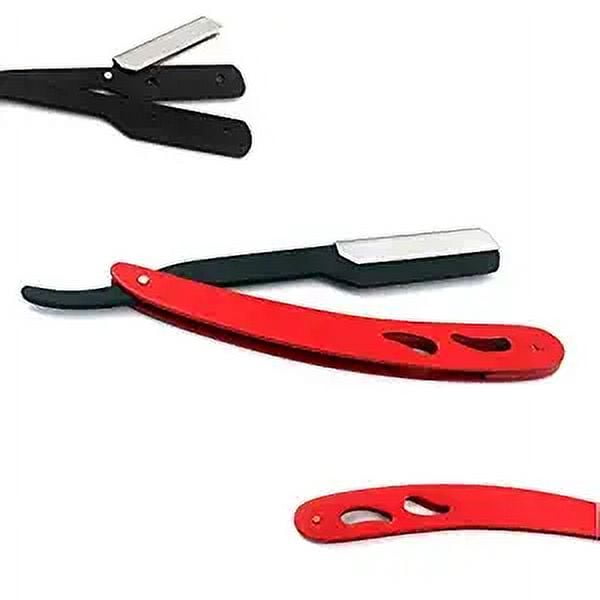 FOLDING STAINLESS STEEL BARBER STRAIGHT EDGE SHAVING RAZOR (RED AND ...