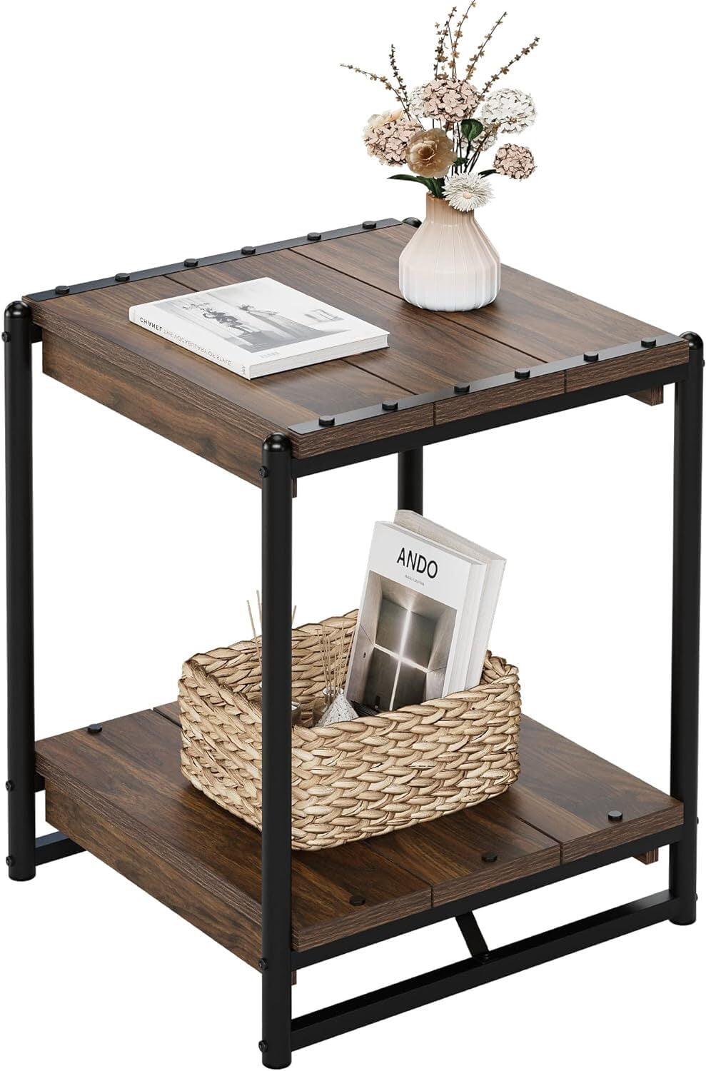 FOLDLIFE 2-Tier End Table, Versatile Side Table and Nightstand with ...