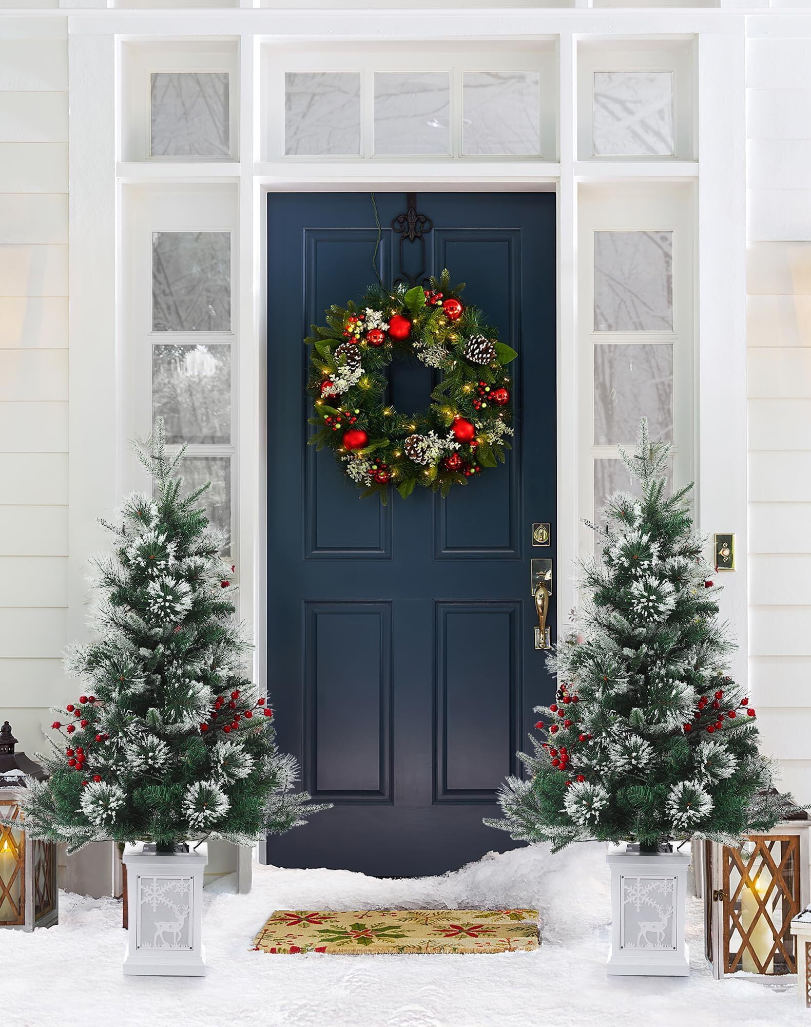 FOLDLIFE 3 ft Artificial Fiber Optic Small Christmas Tree with 78 Dual-Color LED Lights and 8 ...