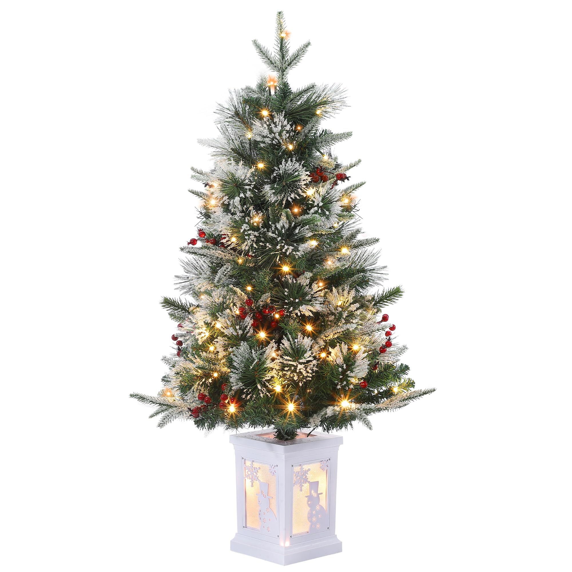 FOLDLIFE 3ft Mini Christmas Tree, Pre-Lit Artificial Tree with 78 Warm ...