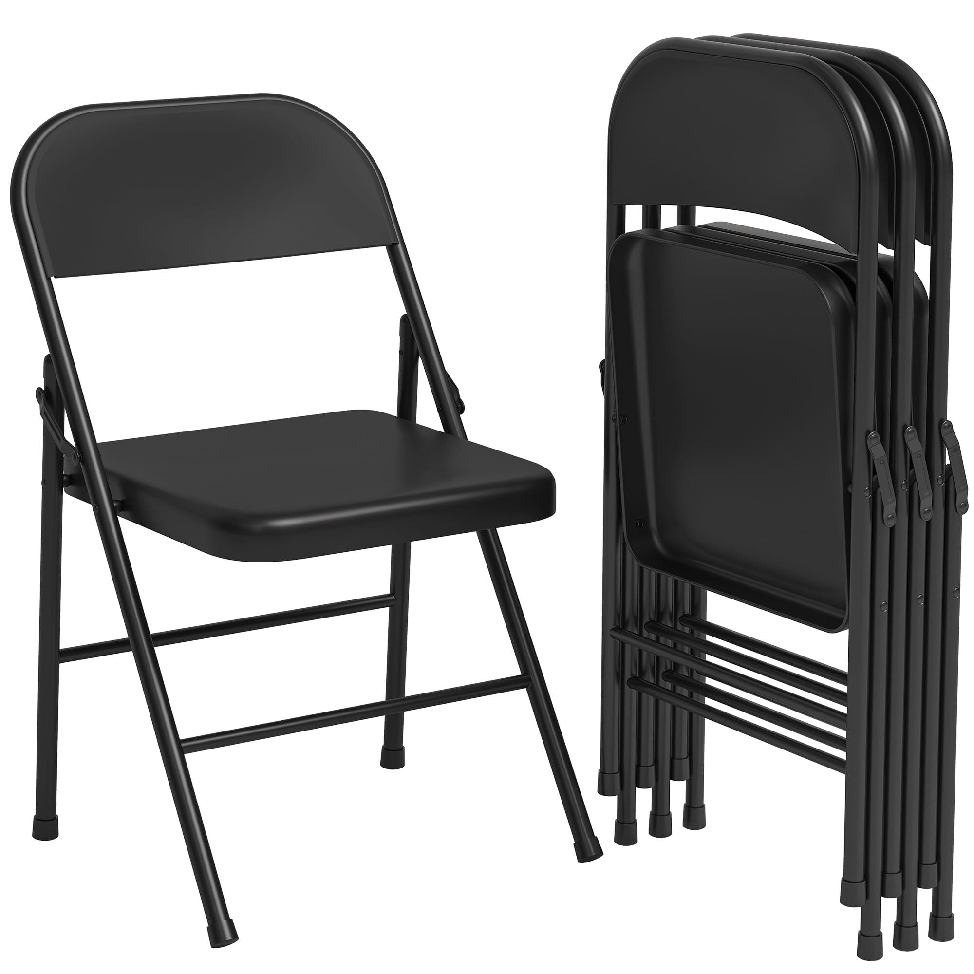 FOLDLIFE 4-Pack Portable Folding Chairs for Indoor & Outdoor Use, Metal ...