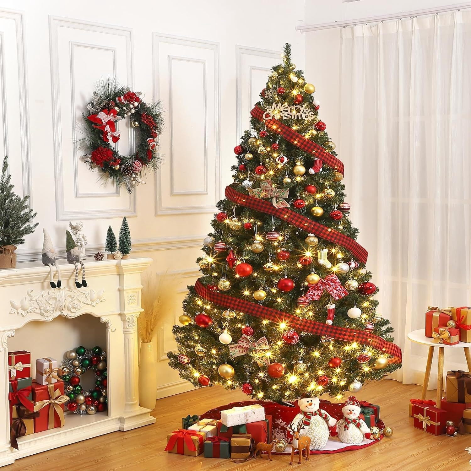 FOLDLIFE 7.5 ft Premium Spruce Artificial Christmas Tree with 1450 ...