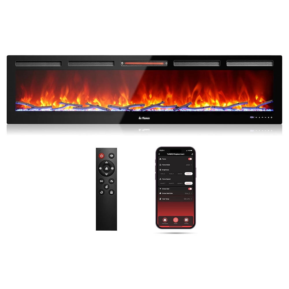 FOLDLIFE 72” Smart WiFi Infrared Electric Fireplace with Special ...