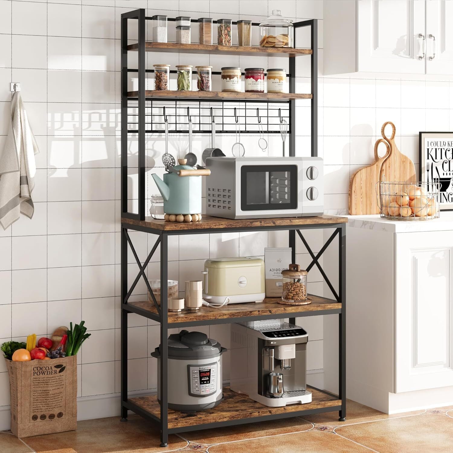FOLDLIFE Baker Racks Kitchen with Open Storage Shelves,5-Tier Kitchen ...
