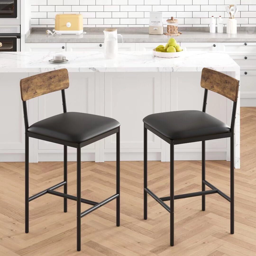 FOLDLIFE Bar Stools Set of 2,Kitchen Bar Stools with Footrest ...