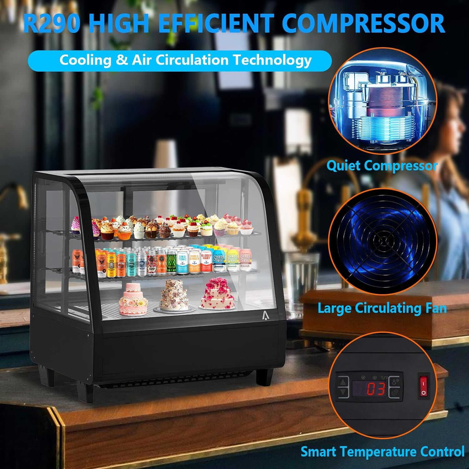 FOLDLIFE Display Cabinet Refrigerator, Black, 88.4 lb - Walmart.com