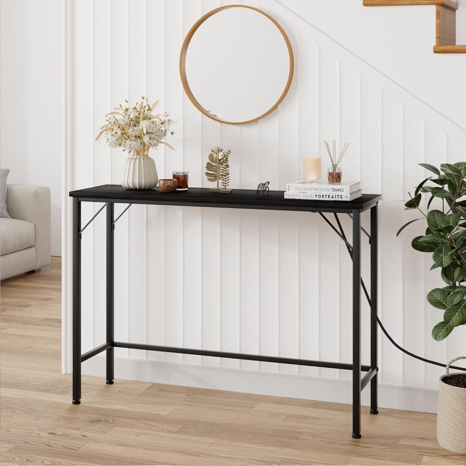 FOLDLIFE Console Table with Power Outlets & USB Ports, Narrow ...