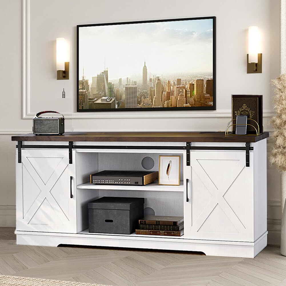 FOLDLIFE Farmhouse TV Stand for 65 Inch TV, Entertainment Center with ...