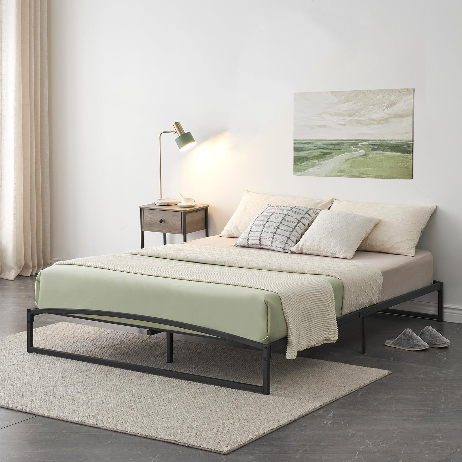FOLDLIFE Low Bed Frame Queen,6 Inch Metal Platform Queen Bed Frame,Low ...