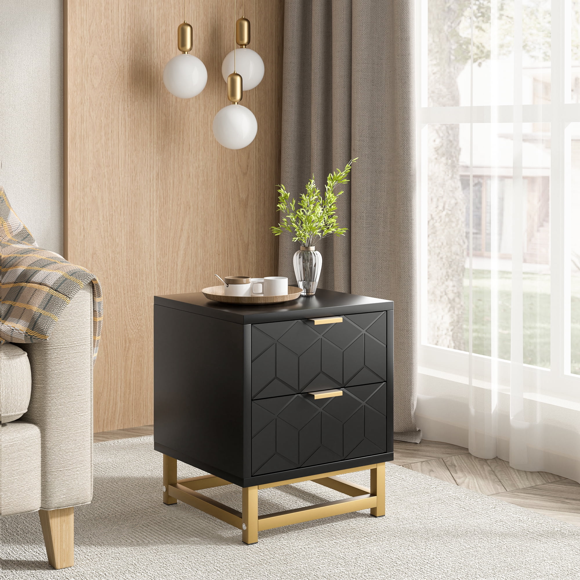 FOLDLIFE Modern 2 Drawer side table, Chest of Drawers with Storage ...