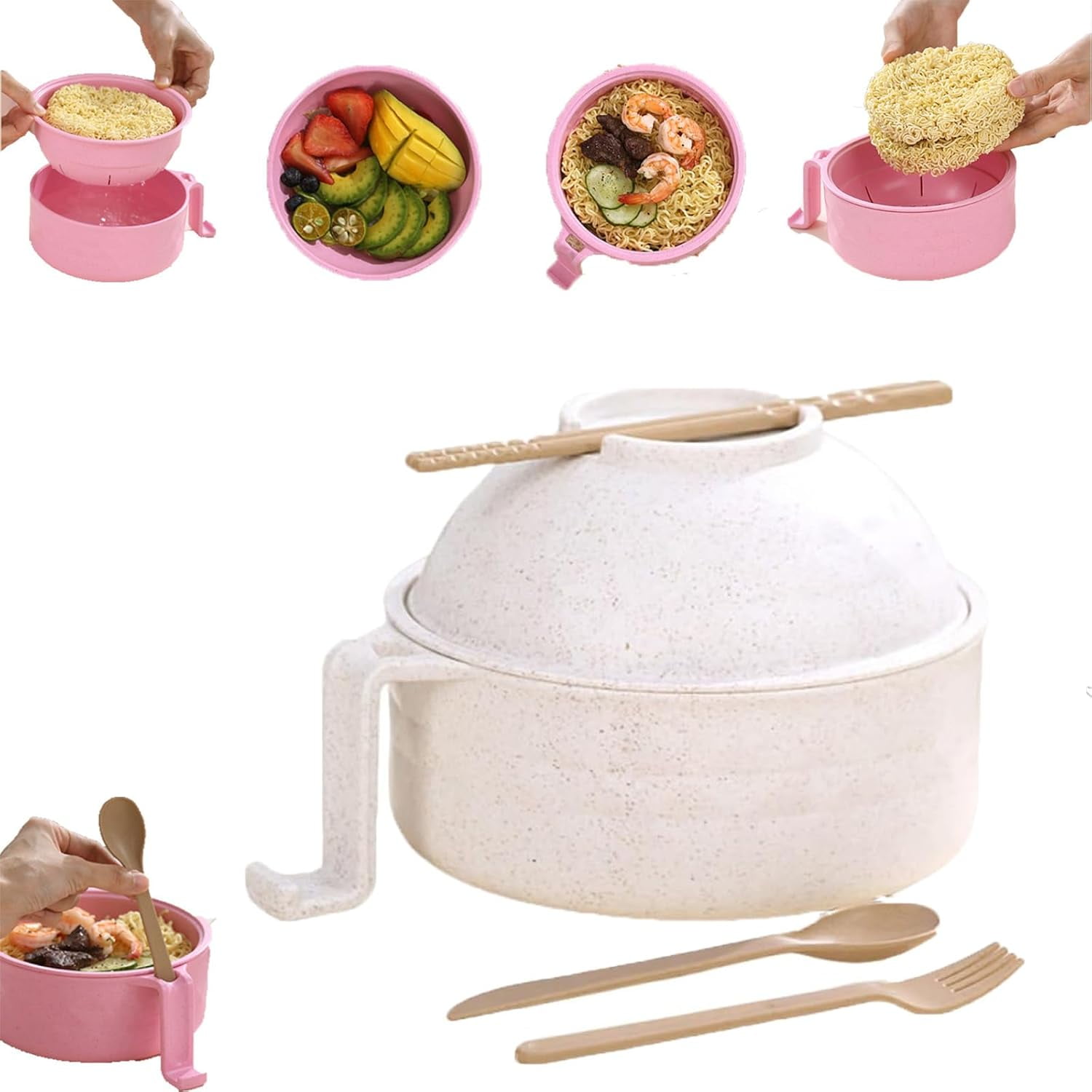 FOLENZU Microwave Safe Ramen Bowl, Microwave Ramen Bowl With Strainer ...