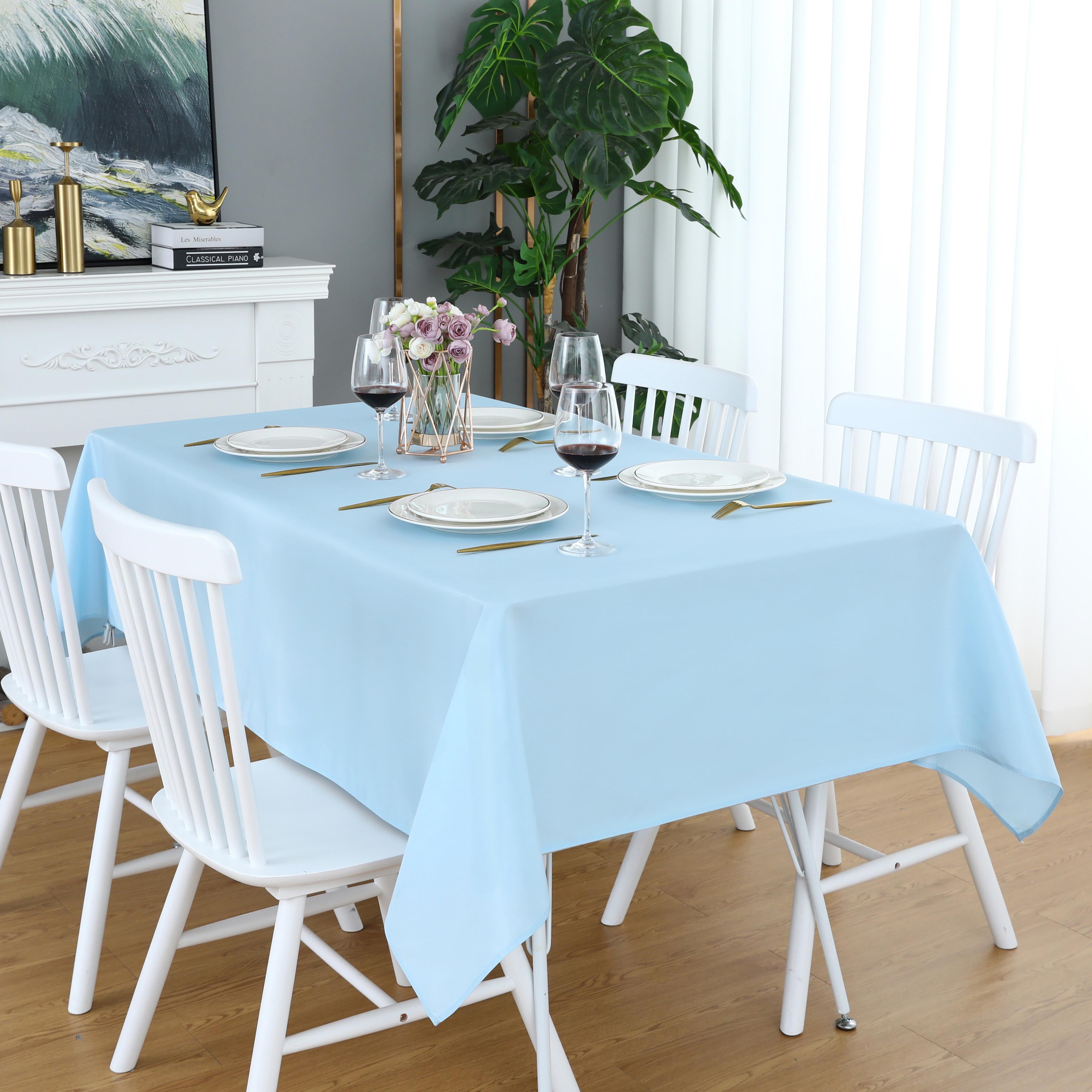 FOLINS&HOME Baby Blue Rectangle Tablecloth 52x70 Inch Waterproof Heavy ...