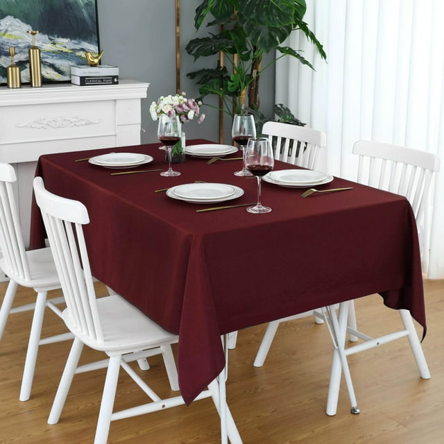 FOLINS&HOME Burgundy Rectangle 52 x 70 Inch Tablecloth - Waterproof ...