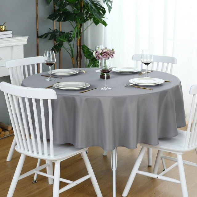FOLINS&HOME Grey Round 48 Inch Tablecloth - Waterproof & Wrinkle Free ...