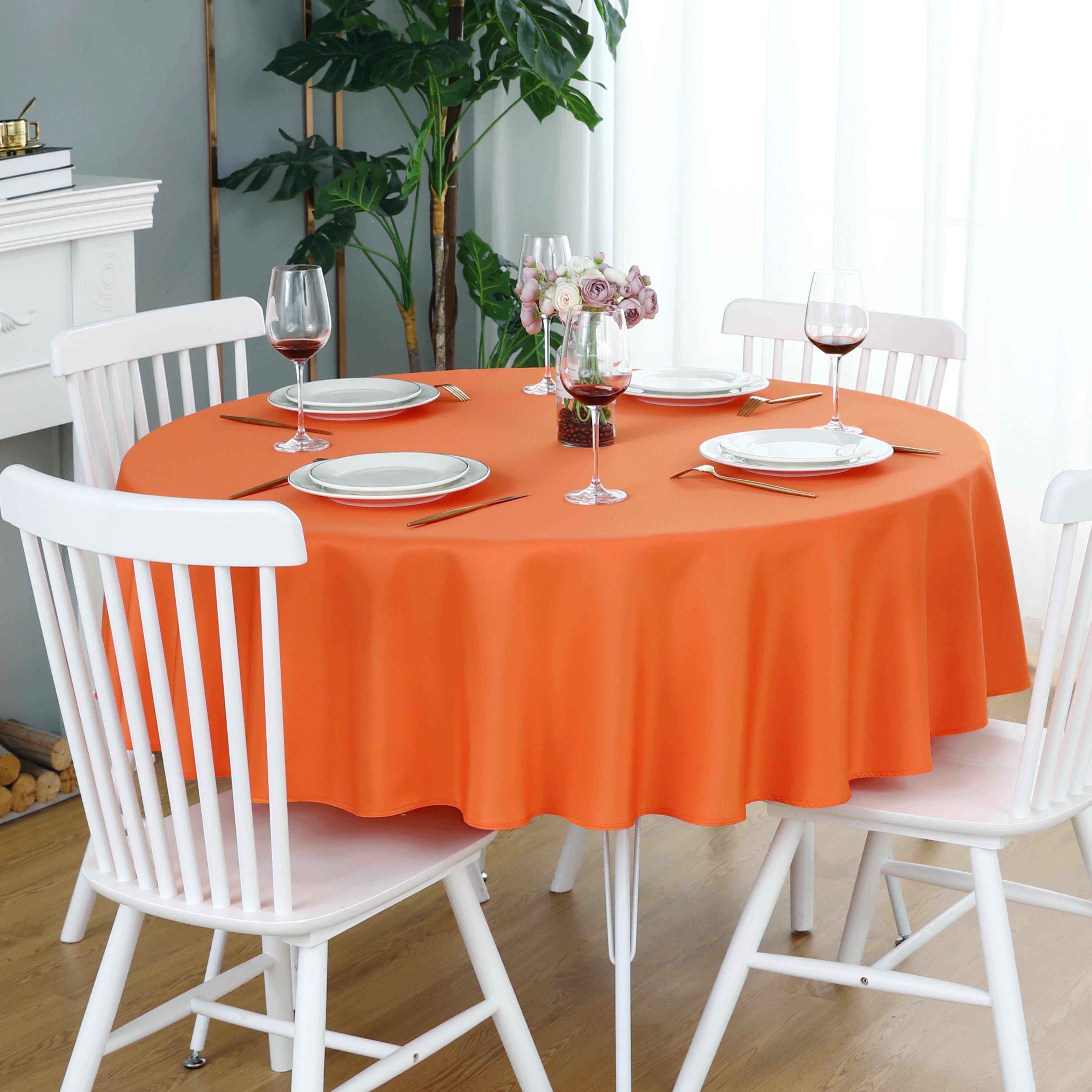 FOLINS&HOME Orange Round 70 Inch Tablecloth - Waterproof & Wrinkle Free ...