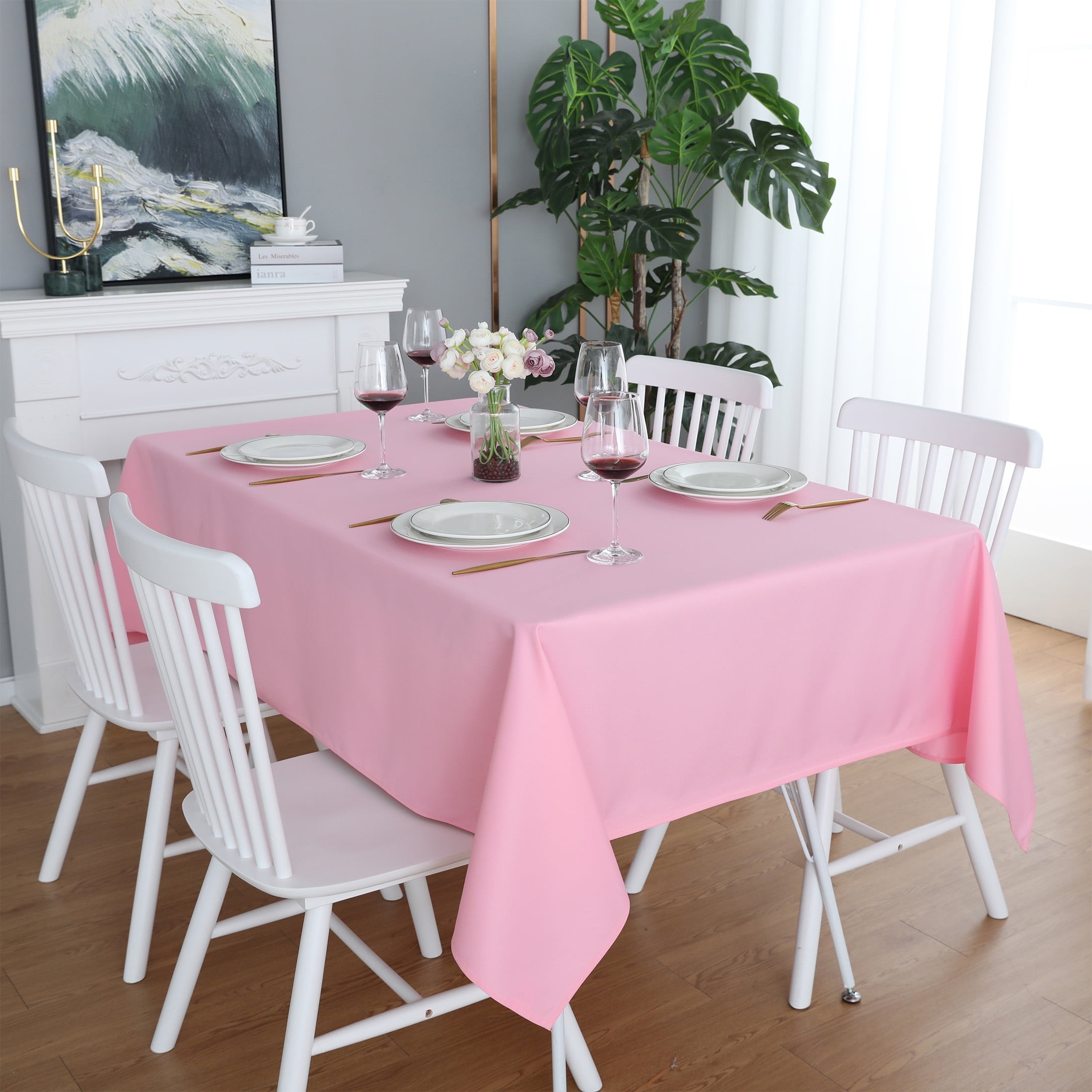 FOLINS&HOME Pink Rectangle 60 x 120 inch Tablecloth - Waterproof ...