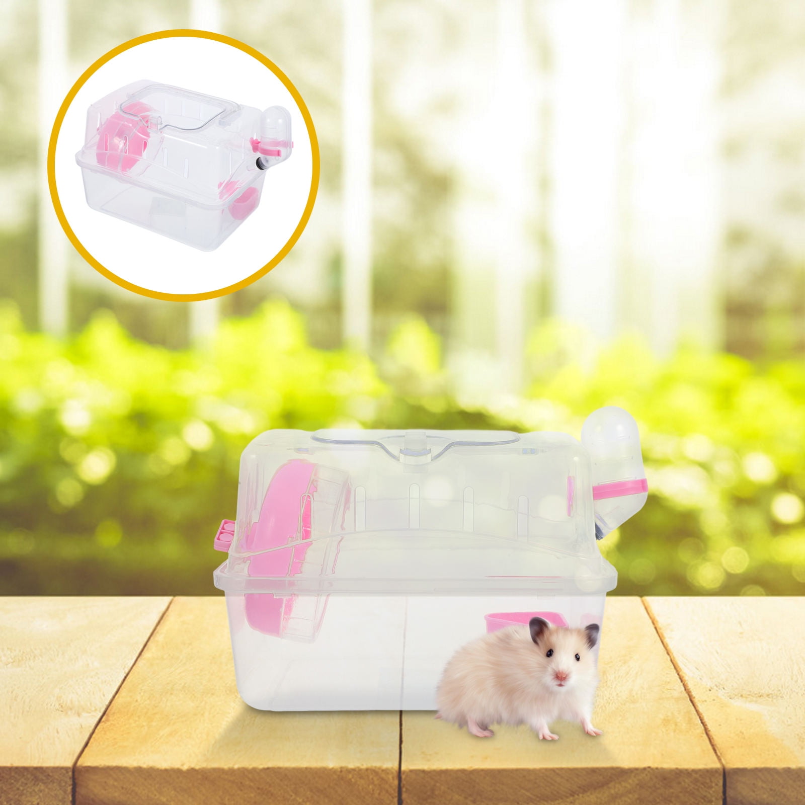 FOLOYORI 1 Set Pink Transparent Base Hamster Cage for Outing Hiking ...