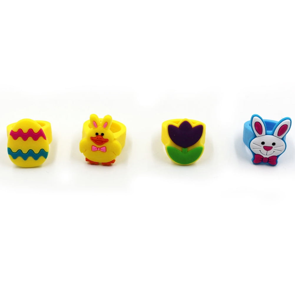 FOLOYORI 10Pack Cartoon PVC Rings for Little Girls Jewelry Party Favors ...