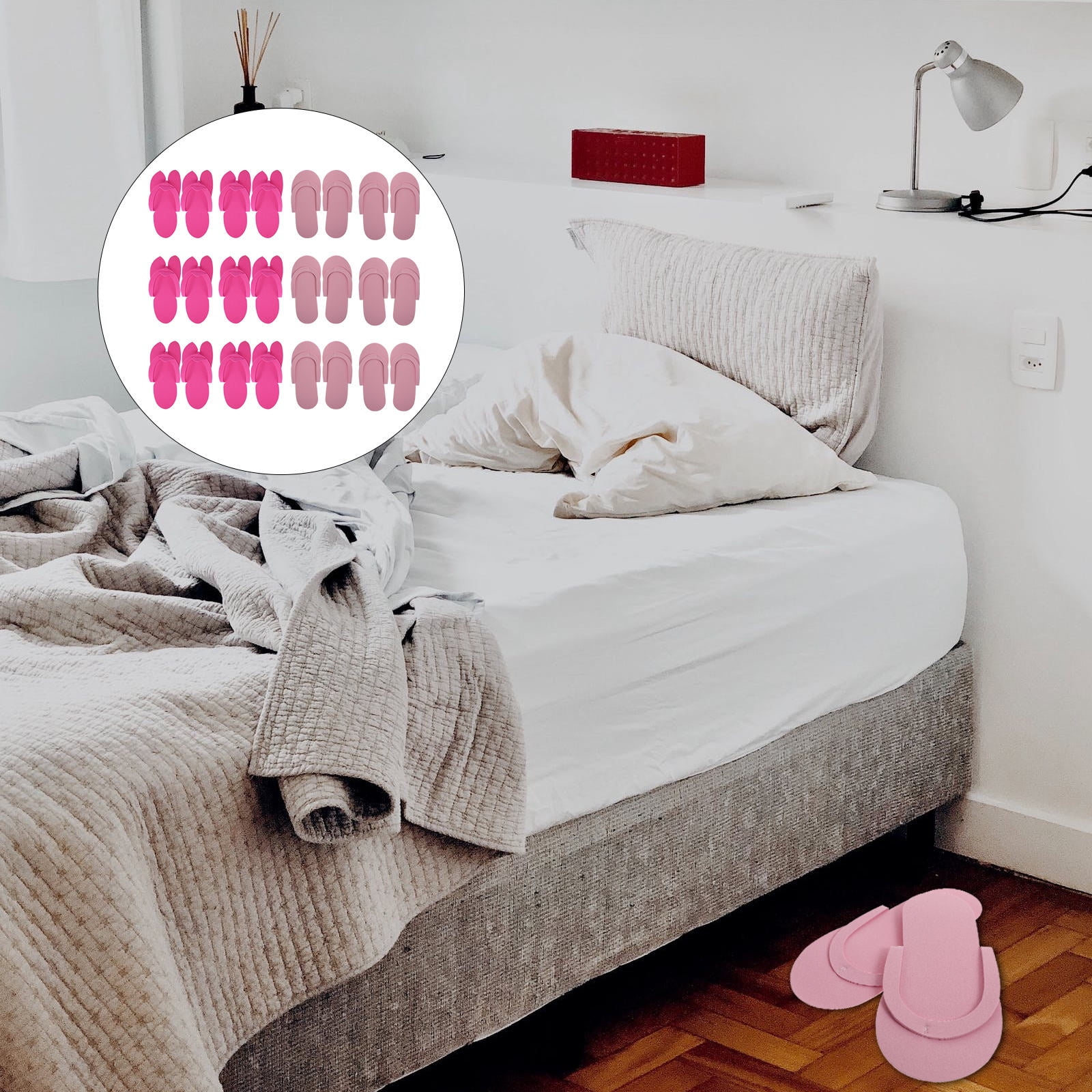 FOLOYORI 12 Pairs Disposable Slipper for Guests Anti Slip EVA Flat Assorted .2X4.3X0.4in ...