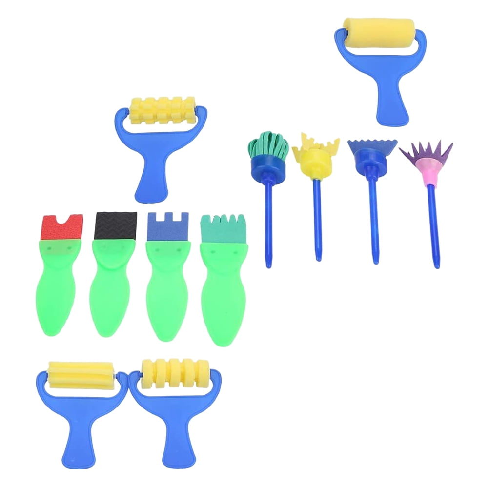 FOLOYORI 12Pcs Children Drawing Tools Assorted Color Plastic And Sponge ...