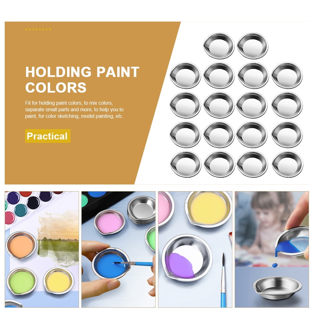 FOLOYORI Color Mixing Trays Stainless Steel Silver for Amateurs 18Pcs ...