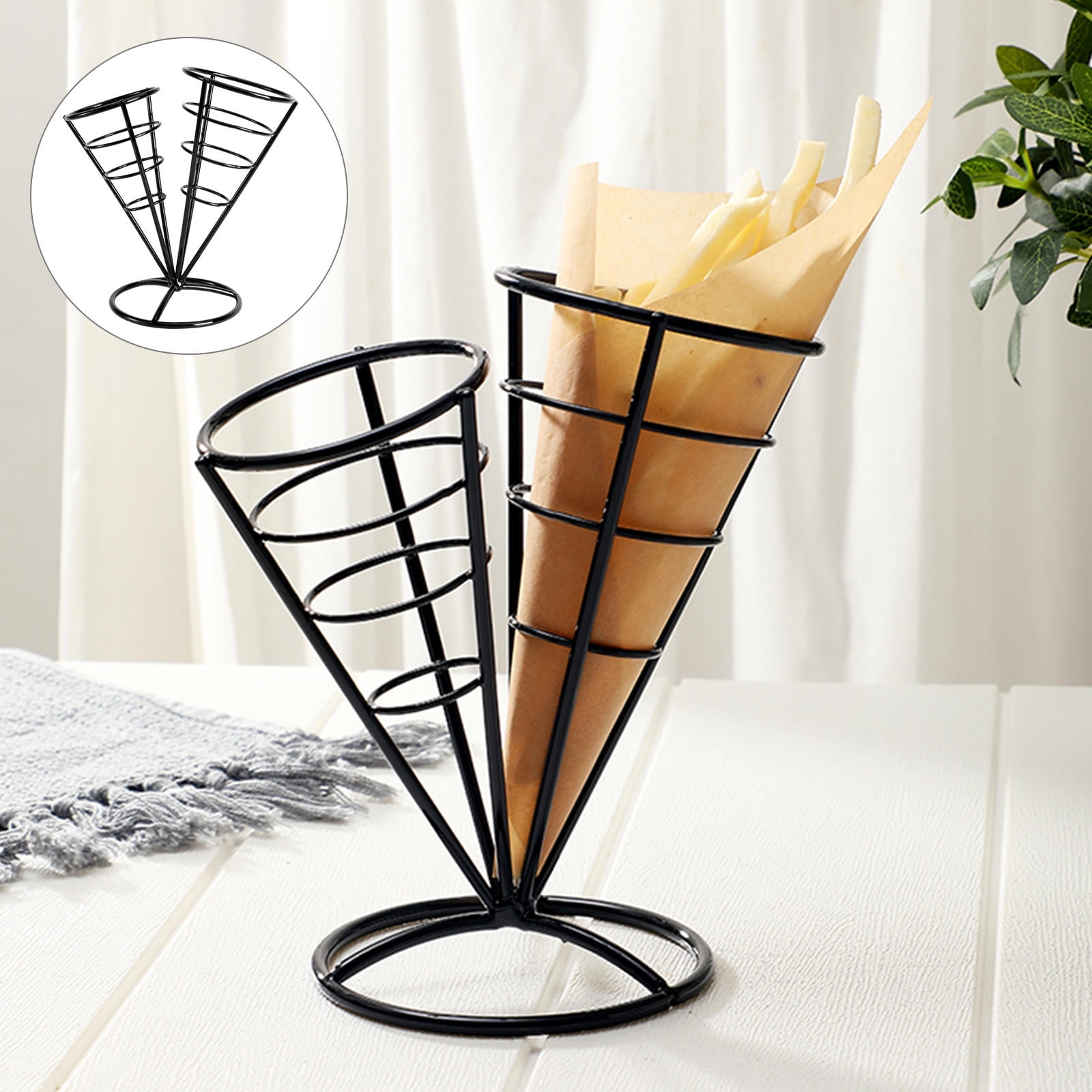 FOLOYORI 1Pack French Fries Mesh Stand Cone Shape Food Holder Stainless ...